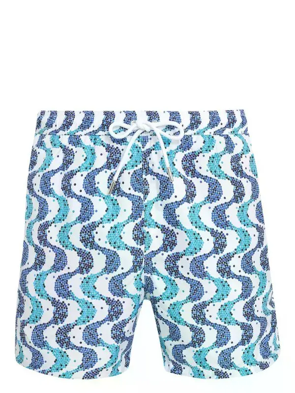 AMIR SLAMA Wave-print Swim Shorts - Blue