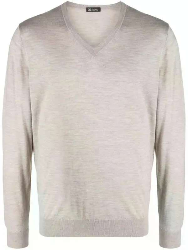 Colombo Fine-knit V-neck Jumper - Neutrals