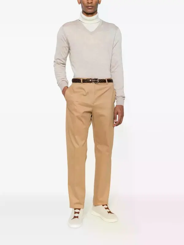 Colombo Fine-knit V-neck Jumper - Neutrals