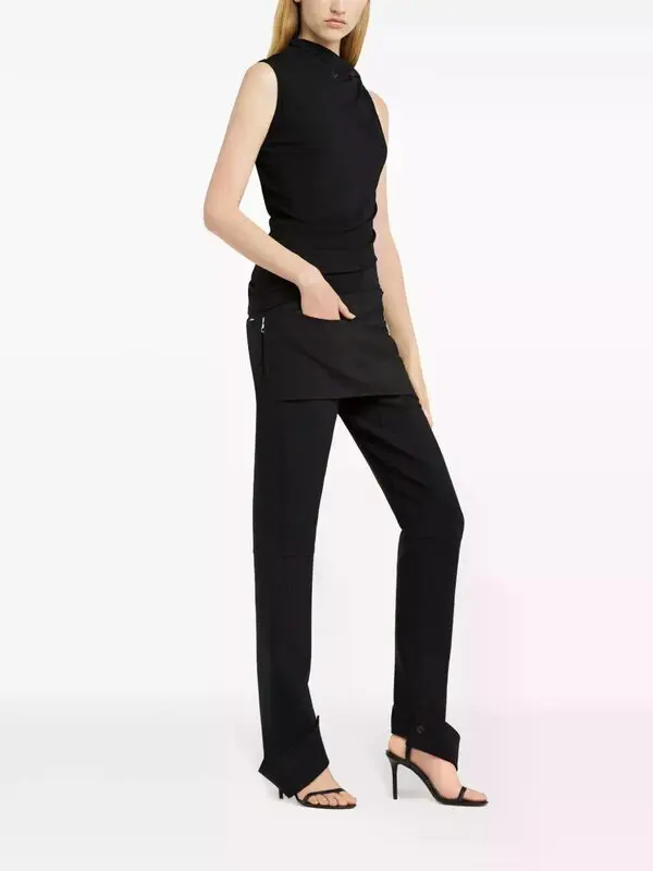 COURREGES Draped Jersey Tank Top - Black