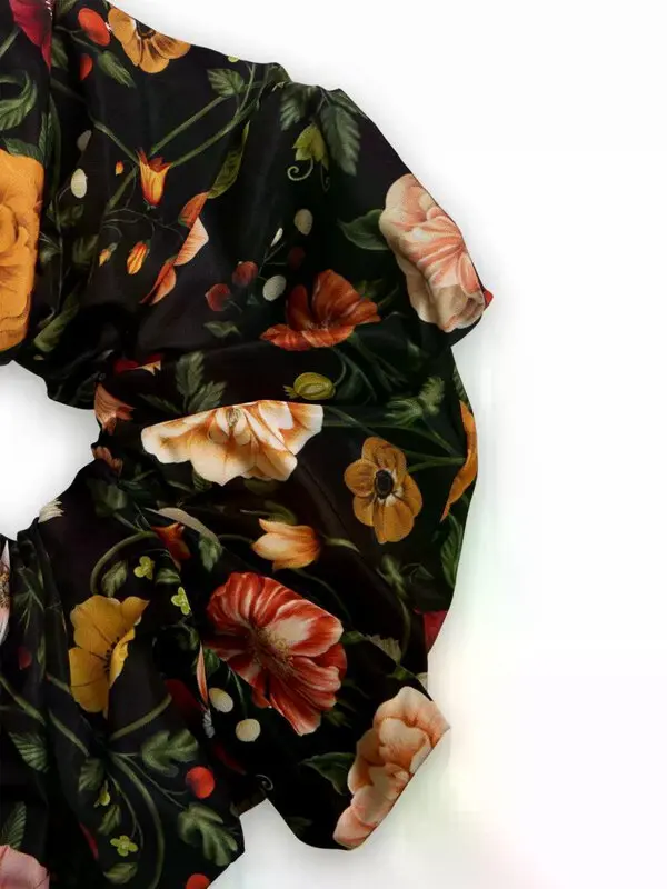 La DoubleJ Floral-patterned Scrunchie - Black