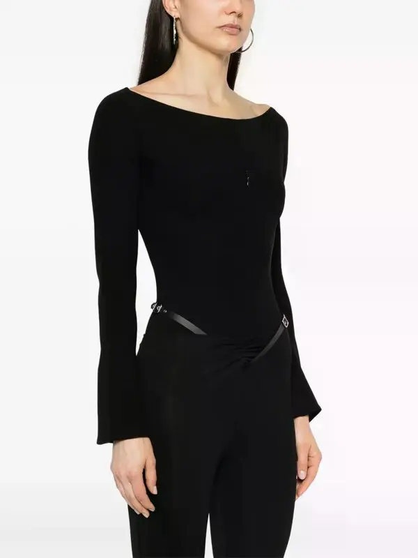 COURREGES Zip-detail Jersey Bodysuit - Black