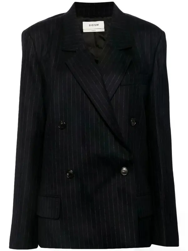 SYSTEM Striped Double-breasted Blazer