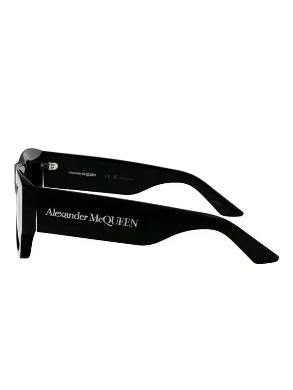 Alexander McQueen Logo-print Square-frame Sunglasses - Black