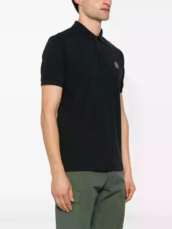 Stone Island Compass-appliqué Polo Shirt - Blue
