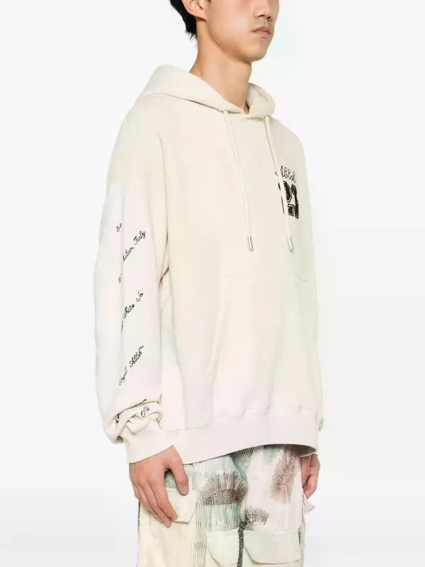 Off-White Embroidered-logo Cotton Hoodie