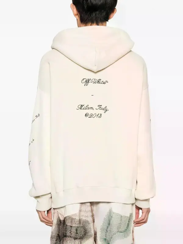 Off-White Embroidered-logo Cotton Hoodie