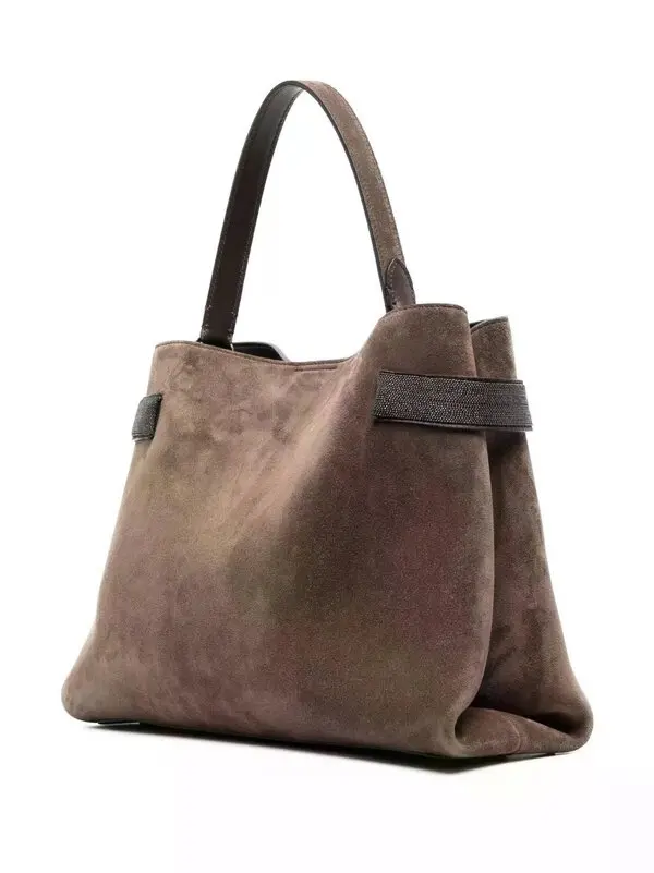 Brunello Cucinelli Suede Tote Bag With Monili Chain Detail