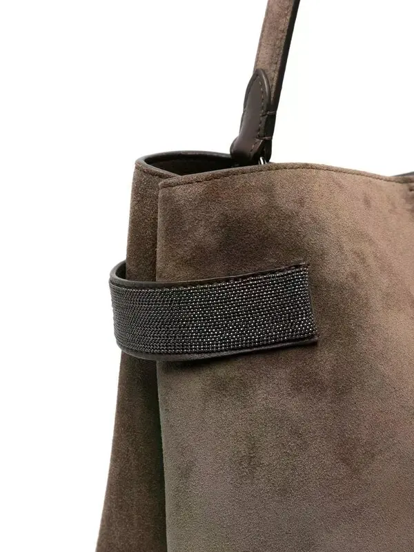 Brunello Cucinelli Suede Tote Bag With Monili Chain Detail