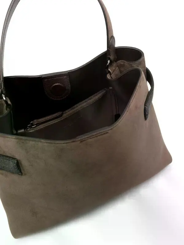 Brunello Cucinelli Suede Tote Bag With Monili Chain Detail