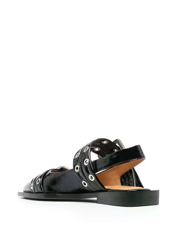 GANNI 20mm Eyelet-detail Leather Ballerinas