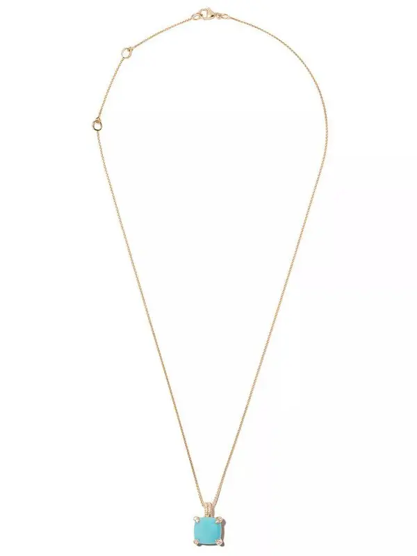 David Yurman 18kt Yellow Châtelaine Turquoise And Diamond Pendant Necklace - Gold