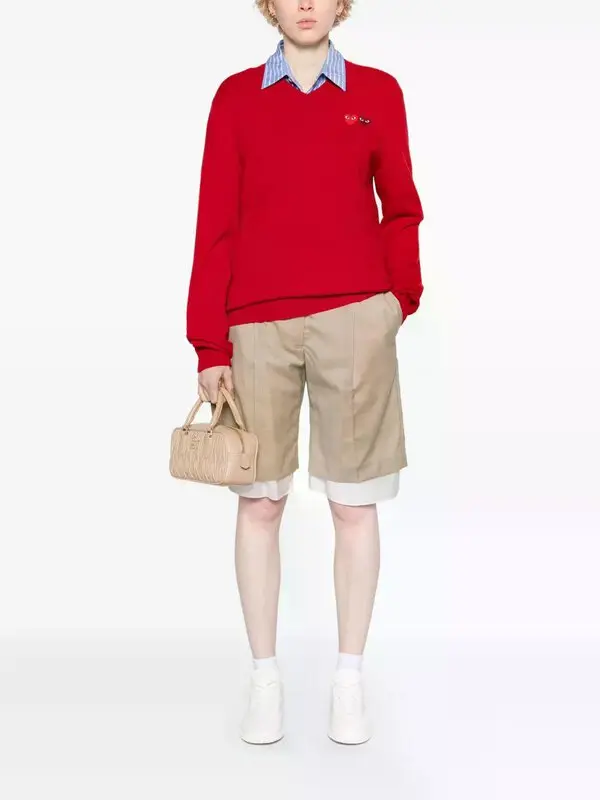 Play Comme Des Garcon Heart-patch Wool Jumper