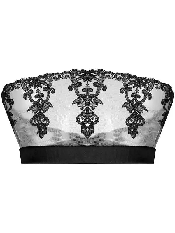 FLEUR OF ENGLAND Onyx Lace Embroidered Strapless Bra - Black