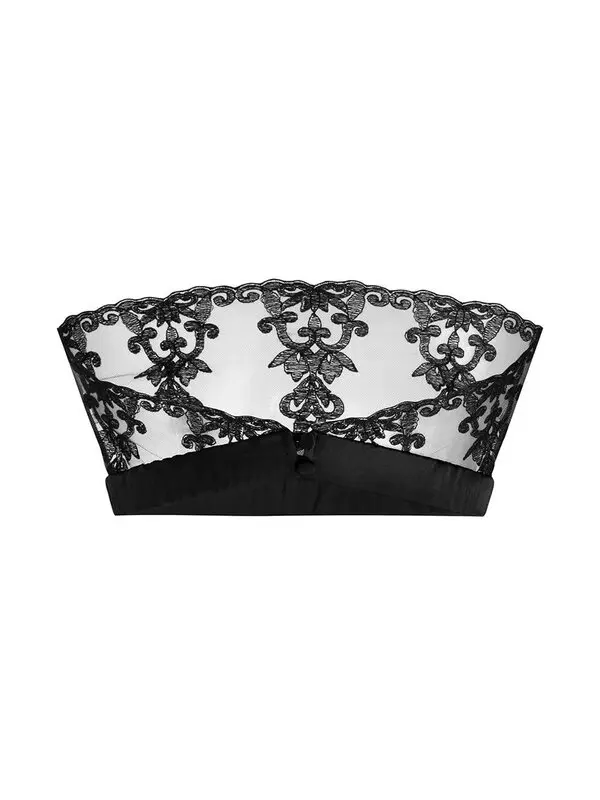 FLEUR OF ENGLAND Onyx Lace Embroidered Strapless Bra