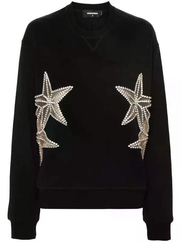 Dsquared2 Crystal-embellished Cotton Sweatshirt - Black