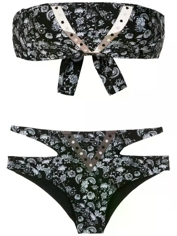 AMIR SLAMA Margarida Printed Bikini Set - Black