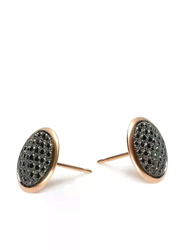 LEO PIZZO 18kt Rose Gold Black Diamond Pavé Stud Earrings
