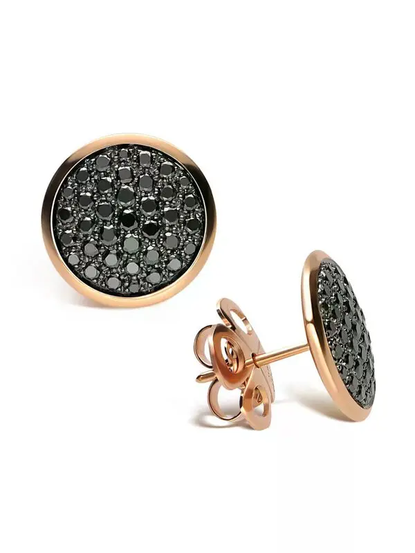 LEO PIZZO 18kt Rose Gold Black Diamond Pavé Stud Earrings