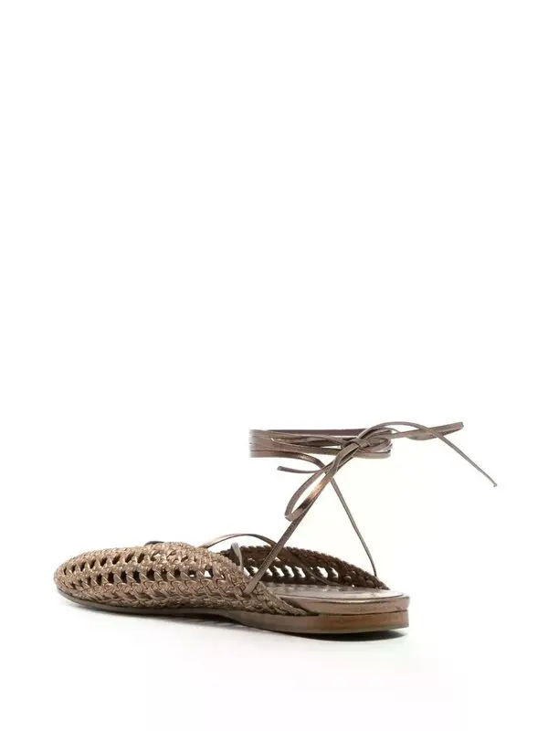 FORTE_FORTE Leather Slippers With Ankle Strap