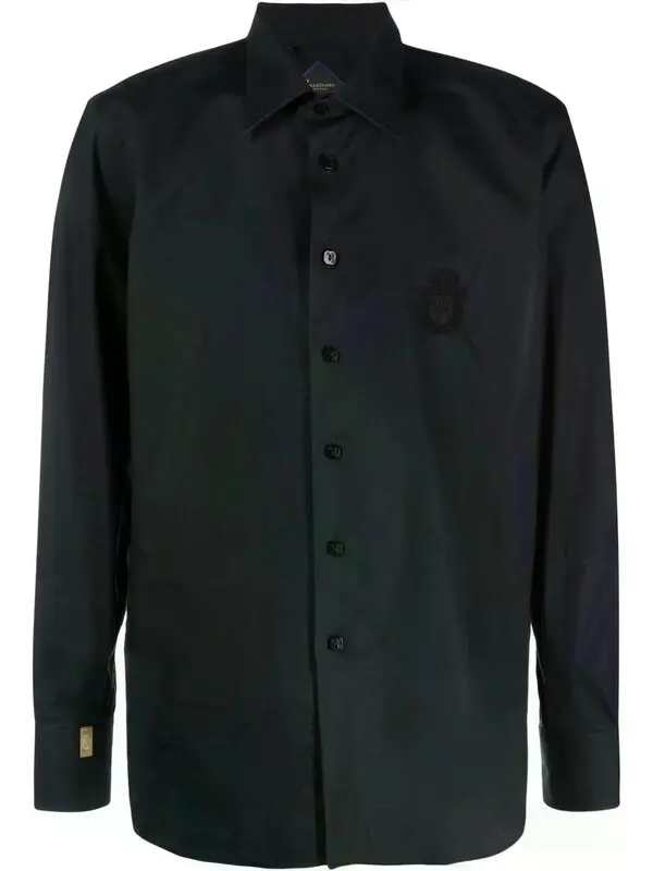 BILLIONAIRE Logo-embroidered Long-sleeve Shirt - Black