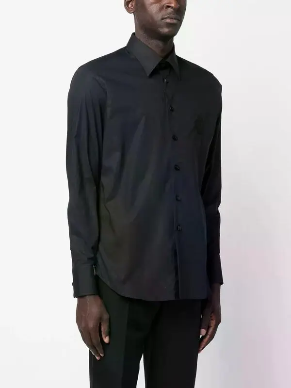 BILLIONAIRE Logo-embroidered Long-sleeve Shirt - Black