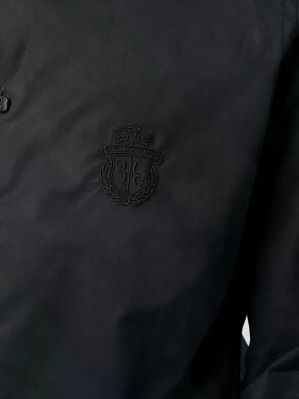 BILLIONAIRE Logo-embroidered Long-sleeve Shirt - Black