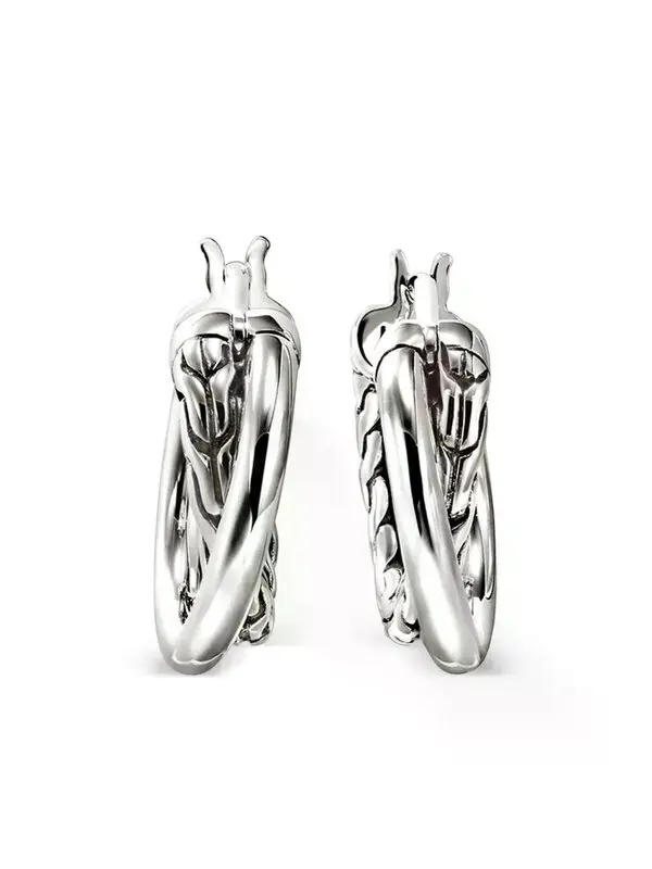 John Hardy Essential Crossover Hoop Earrings - Silver