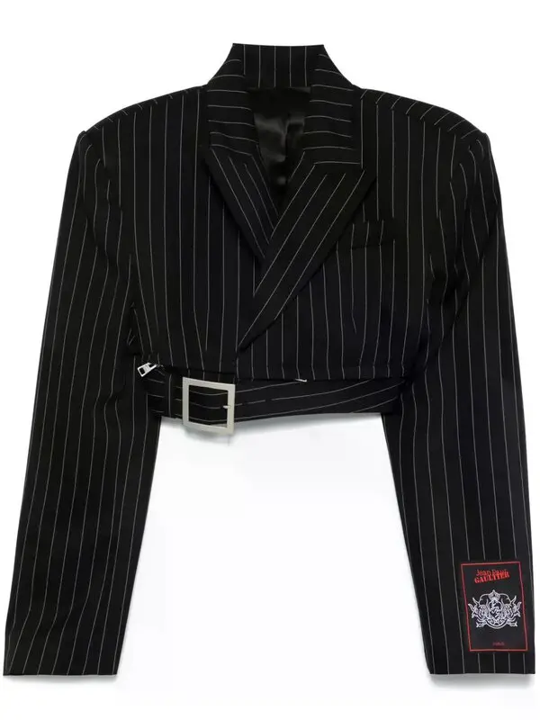 JEAN PAUL GAULTIER Pinstriped Cropped Blazer