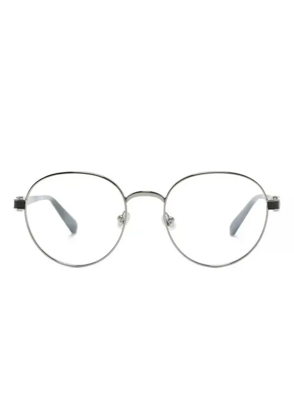 Moncler Logo-plaque Oval-frame Glasses - Silver