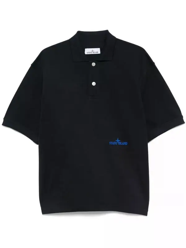 Stone Island Piqué-weave Polo Shirt - Blue