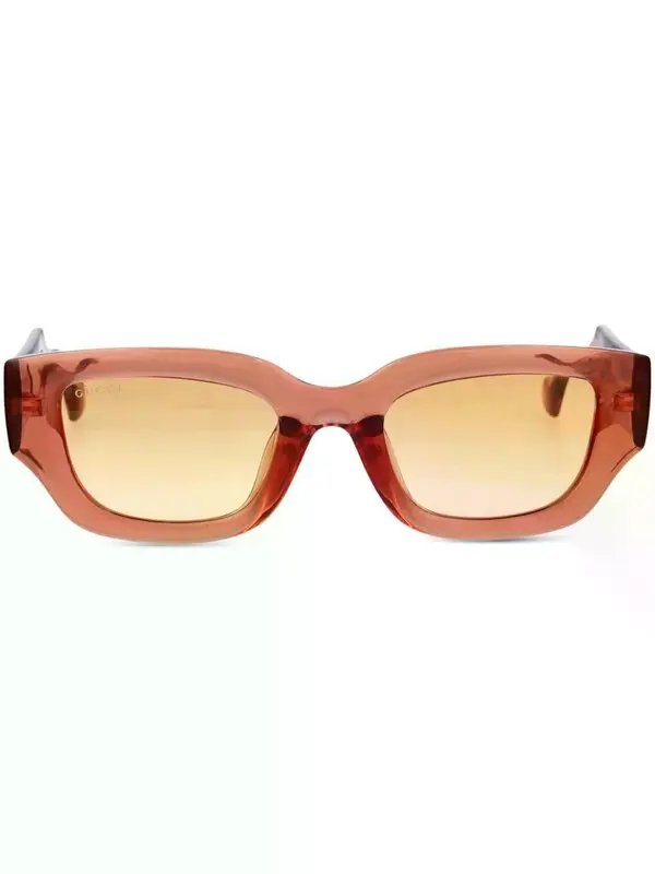 Gucci Gg Rectangle-frame Sunglasses - Brown