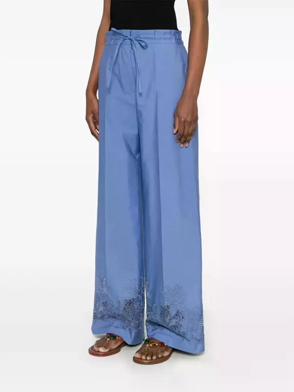 P.a.r.o.s.h Floral-embroidered Trousers - Blue