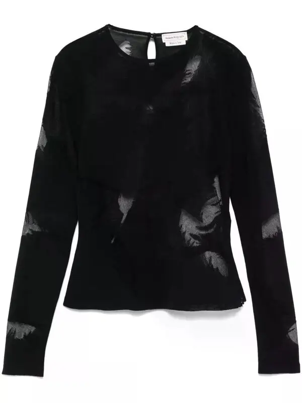 Alexander McQueen Feather-intarsia Blouse