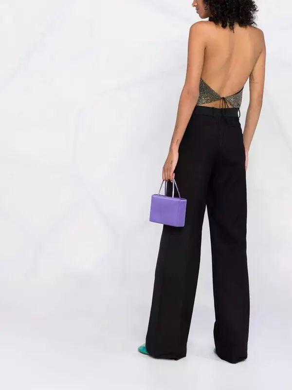 MANURI Metallic Halterneck Backless Blouse