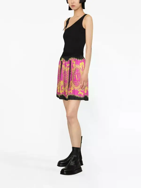 Versace Logo Couture Pleated Miniskirt