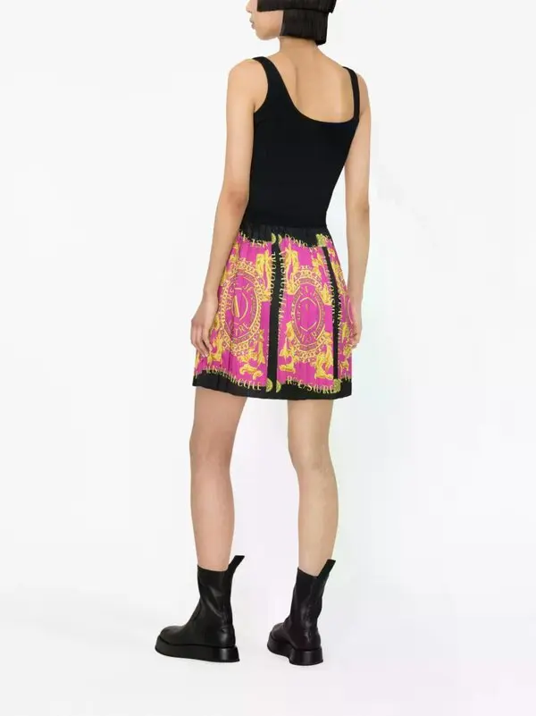 Versace Logo Couture Pleated Miniskirt