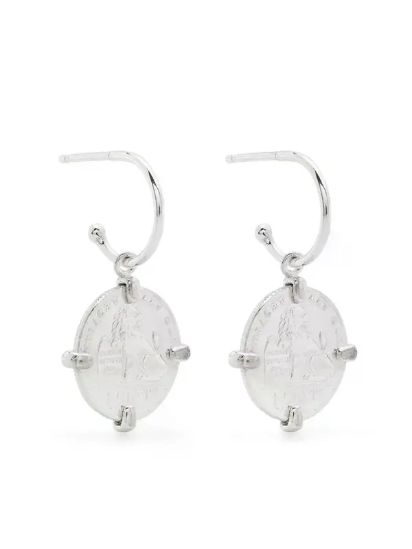 WOUTERS & HENDRIX Coin Hoop Earrings - Silver