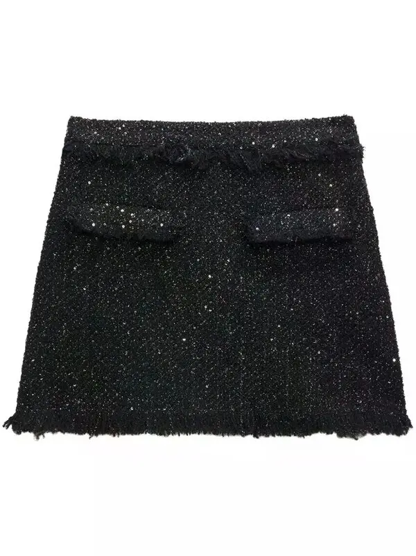 MSGM Frayed-trim Bouclé Miniskirt
