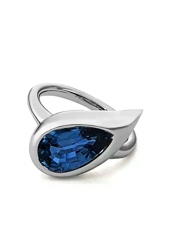 JEWELS AFICIONADO 18kt White Gold Mika Sapphire Pinky Ring - Silver