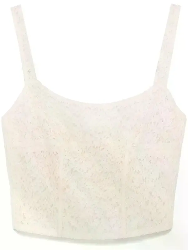 RXQUETTE Floral Lace Cropped Top - Neutrals