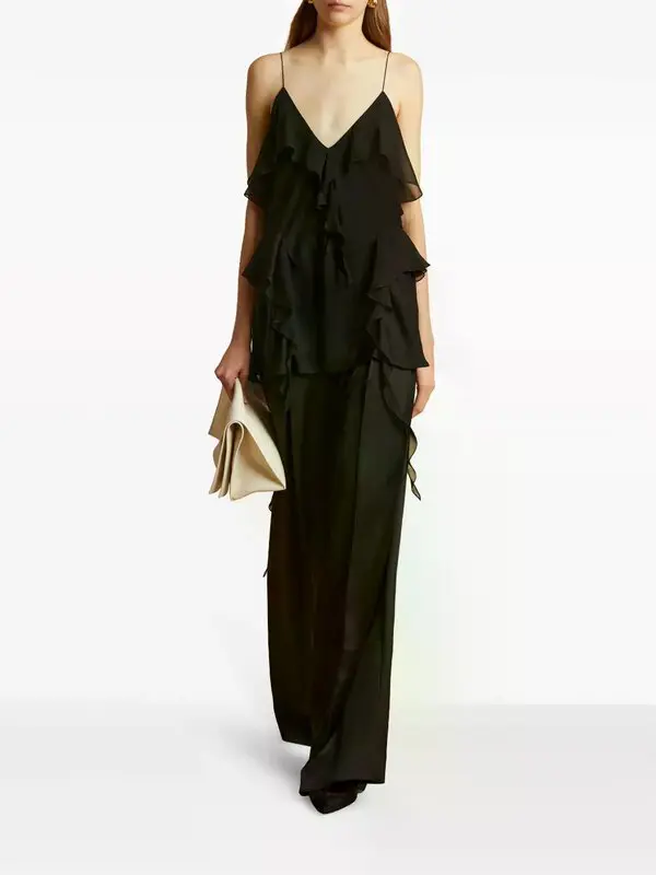 Khaite The Piet Ruffled Silk Top
