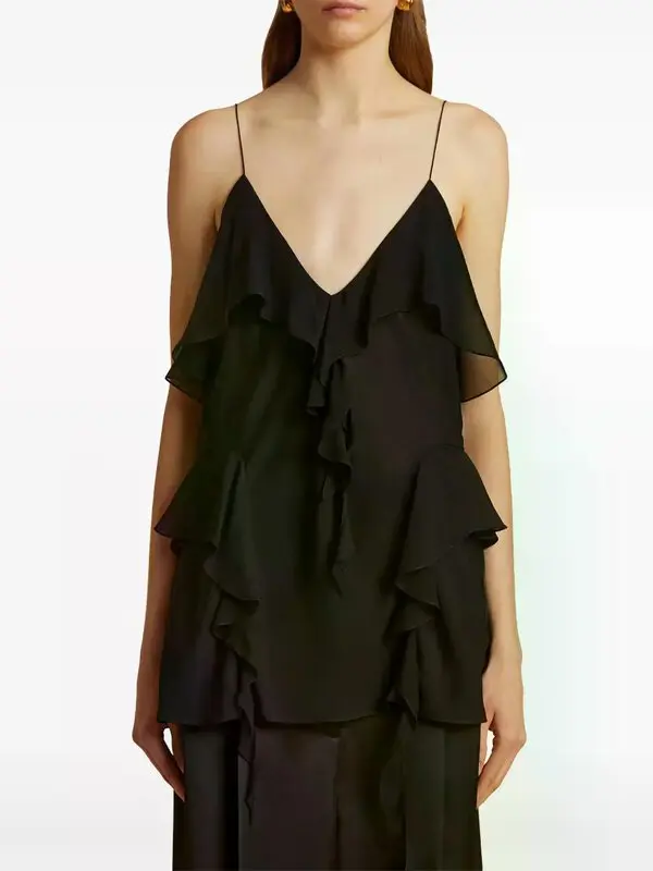 Khaite The Piet Ruffled Silk Top