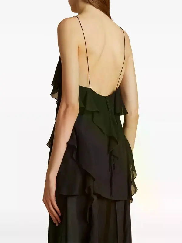 Khaite The Piet Ruffled Silk Top