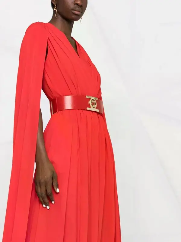 Elie Saab Belted Cape-effect Silk Gown