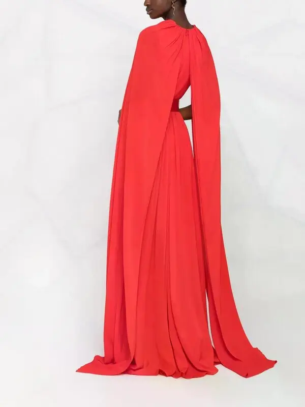 Elie Saab Belted Cape-effect Silk Gown