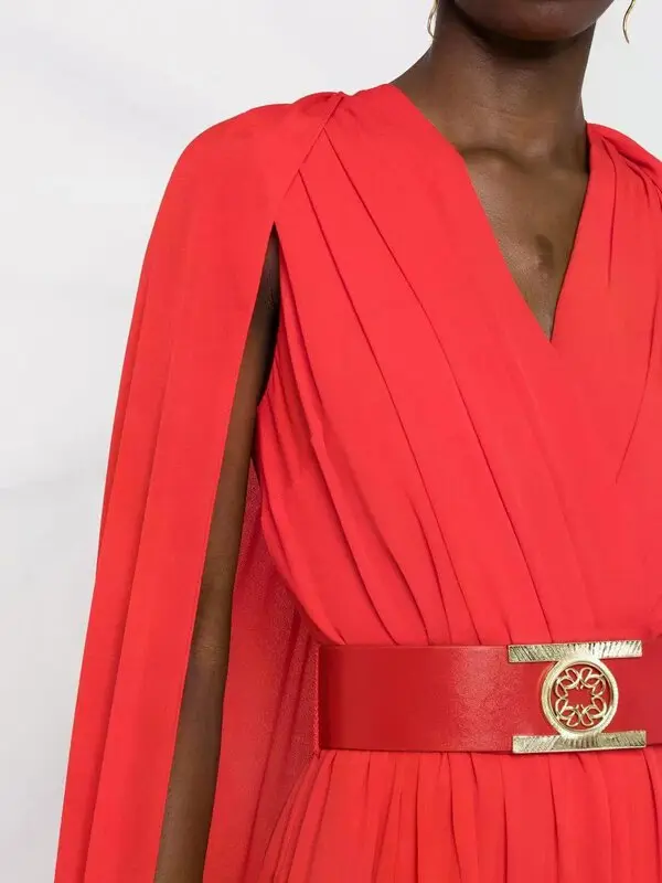 Elie Saab Belted Cape-effect Silk Gown