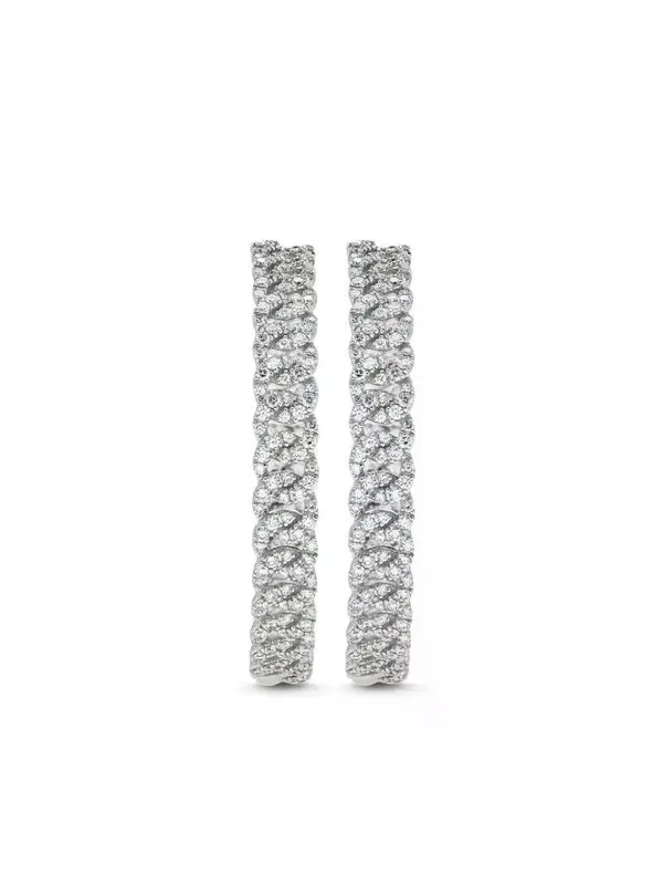 JEWELS AFICIONADO 18kt White Gold Diamond Hoop Earrings - Silver