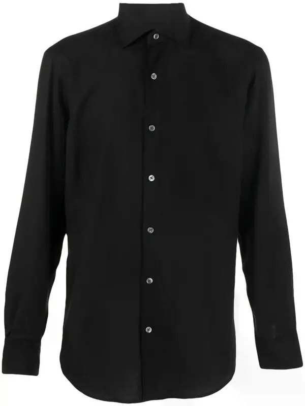 Zegna Spread-collar Cotton-cashmere Shirt - Black