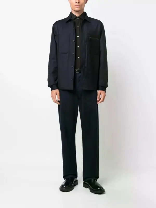 Zegna Spread-collar Cotton-cashmere Shirt - Black